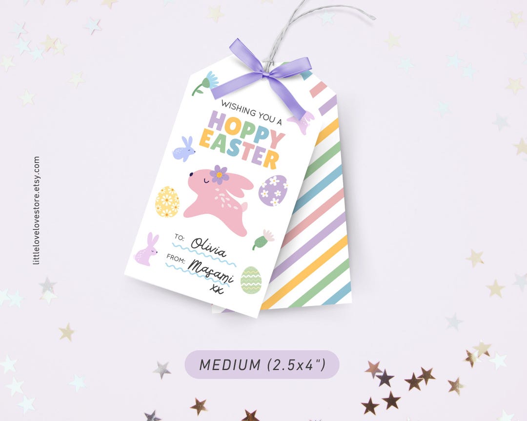 Editable Easter Gift Tag Template | Custom Pastel Egg Hunt Party Favor ...