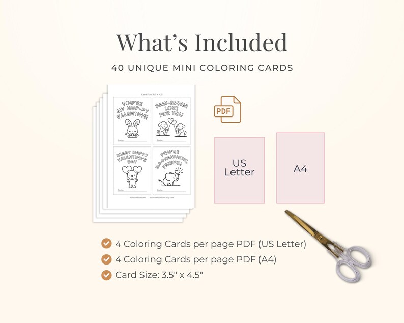 Printable Coloring Valentines Cards With 40 Unique Designs for Favor ...