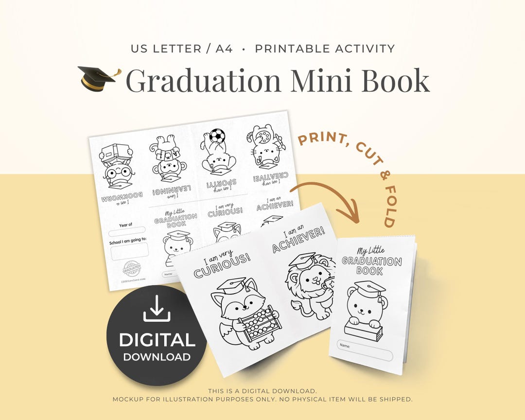 Kindergarten Preschool Graduation 8 Pages Mini Book, Animal Coloring ...