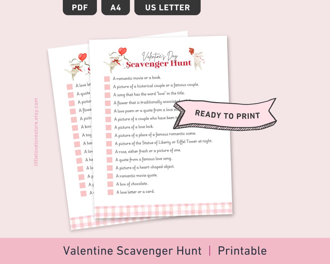Valentine Scavenger Hunt Printable - Valentines Day Scavenger Hunt ...