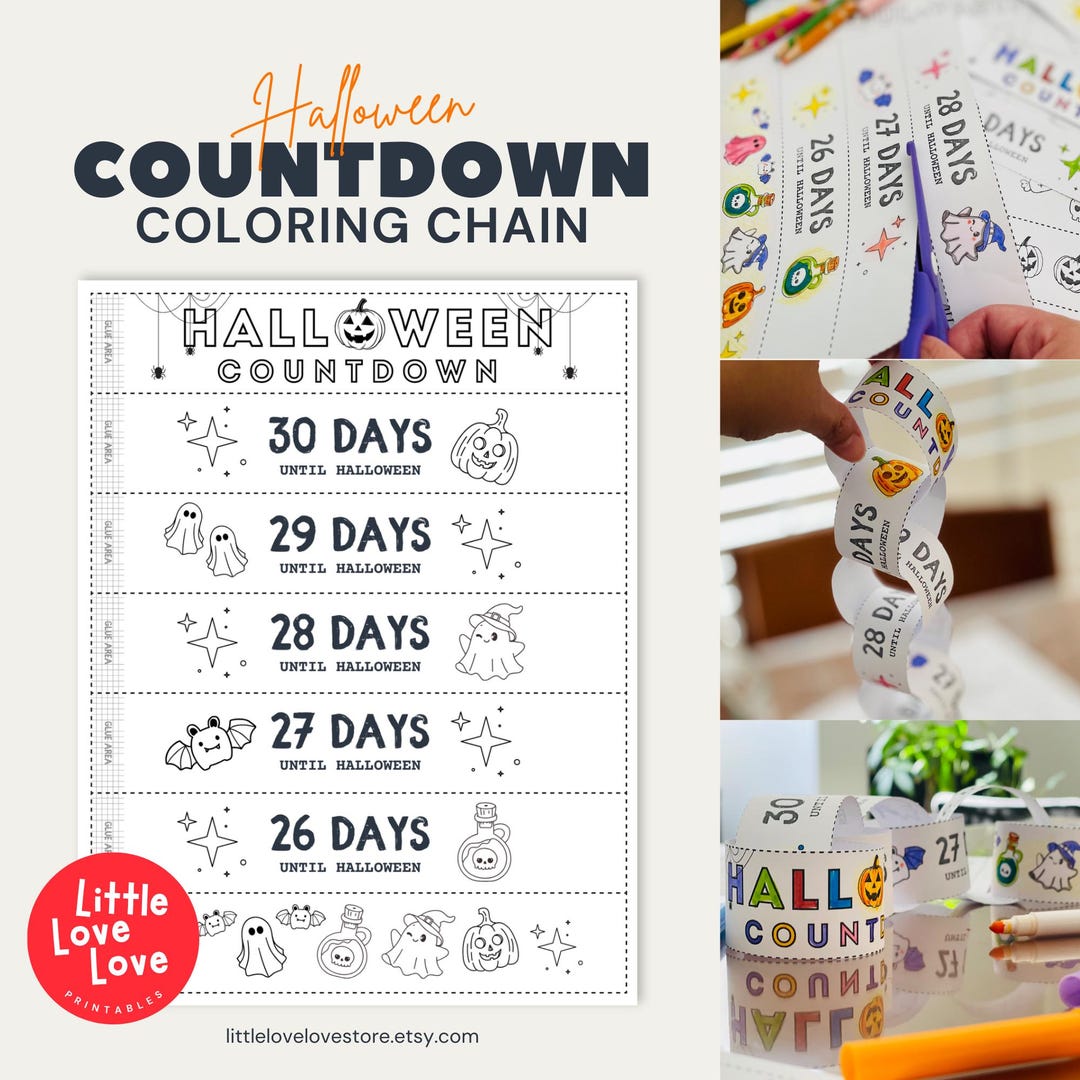 Countdown to Halloween Printable Craft Kit Paper Chain Links for ...