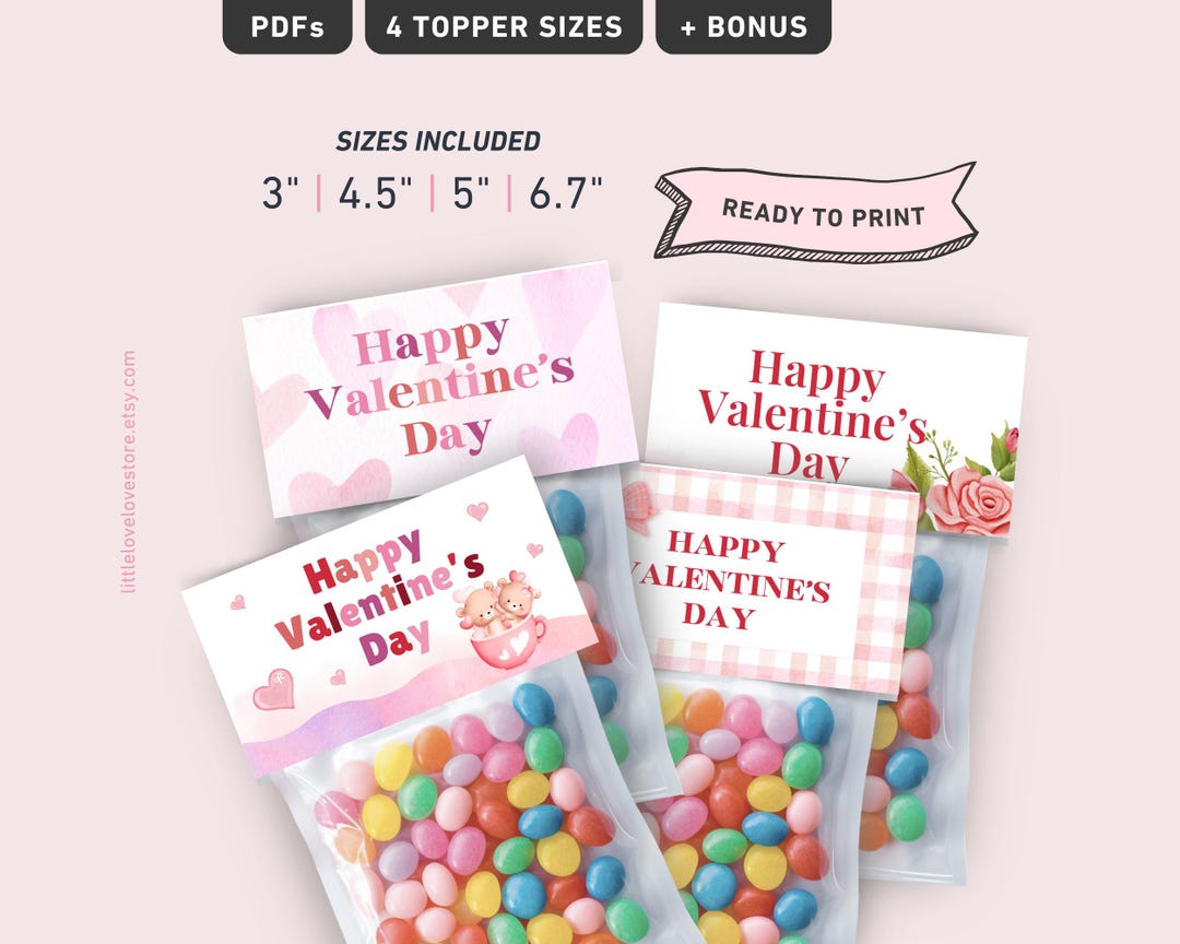 Cute DIY Valentine's Day Treat Bag Toppers Bundle 2: Perfect for ...