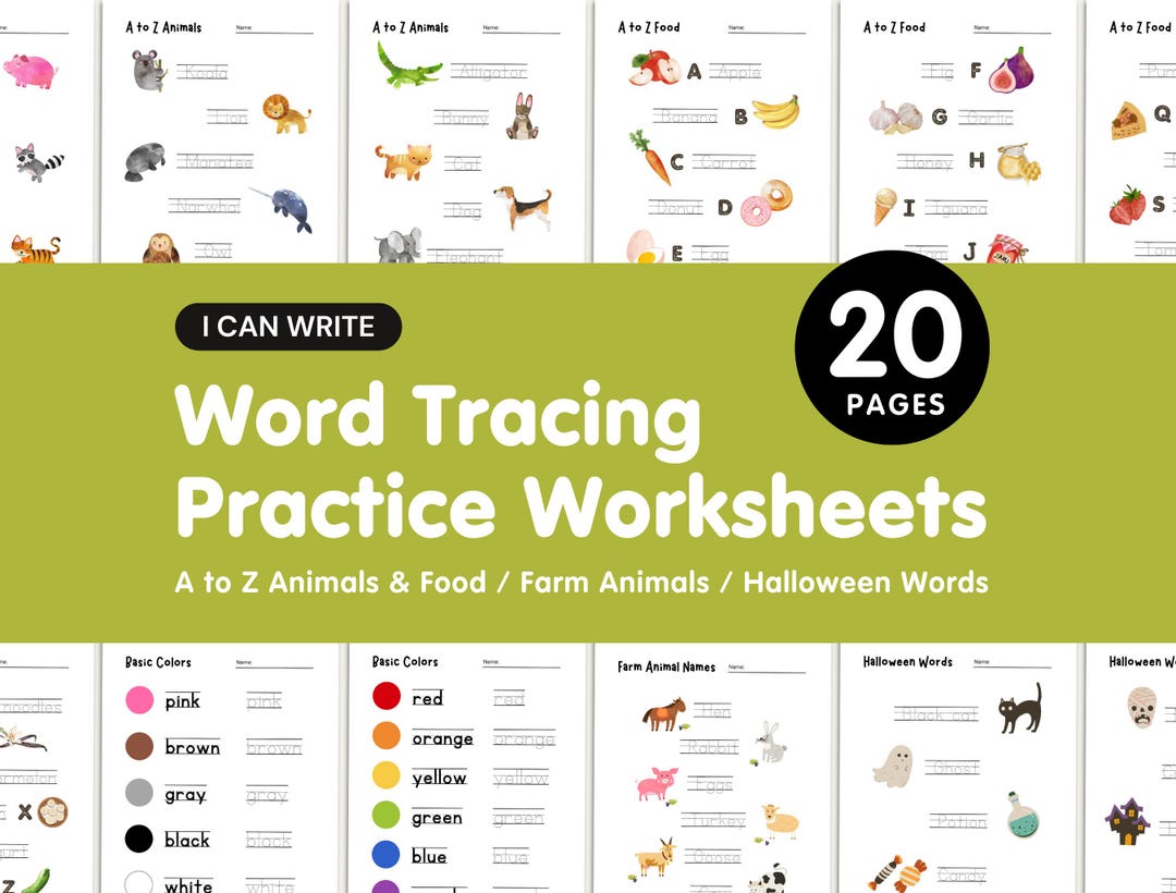 Handwriting Practice Worksheets | A to Z Object Names for Handwriting ...