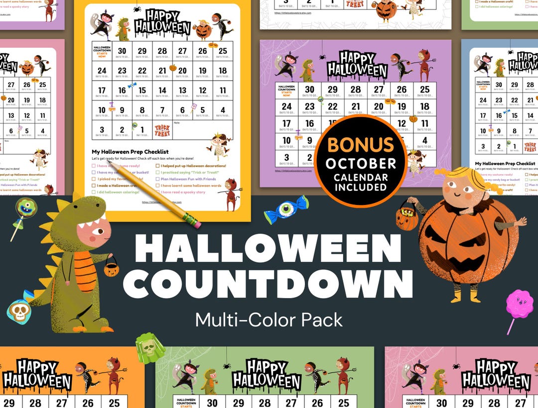 Halloween Countdown Calendar for Kids Printable for Family and ...