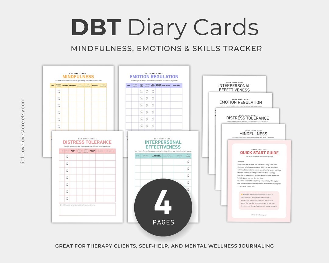 Printable DBT Diary Cards for DBT Skills Development - Mindfulness ...