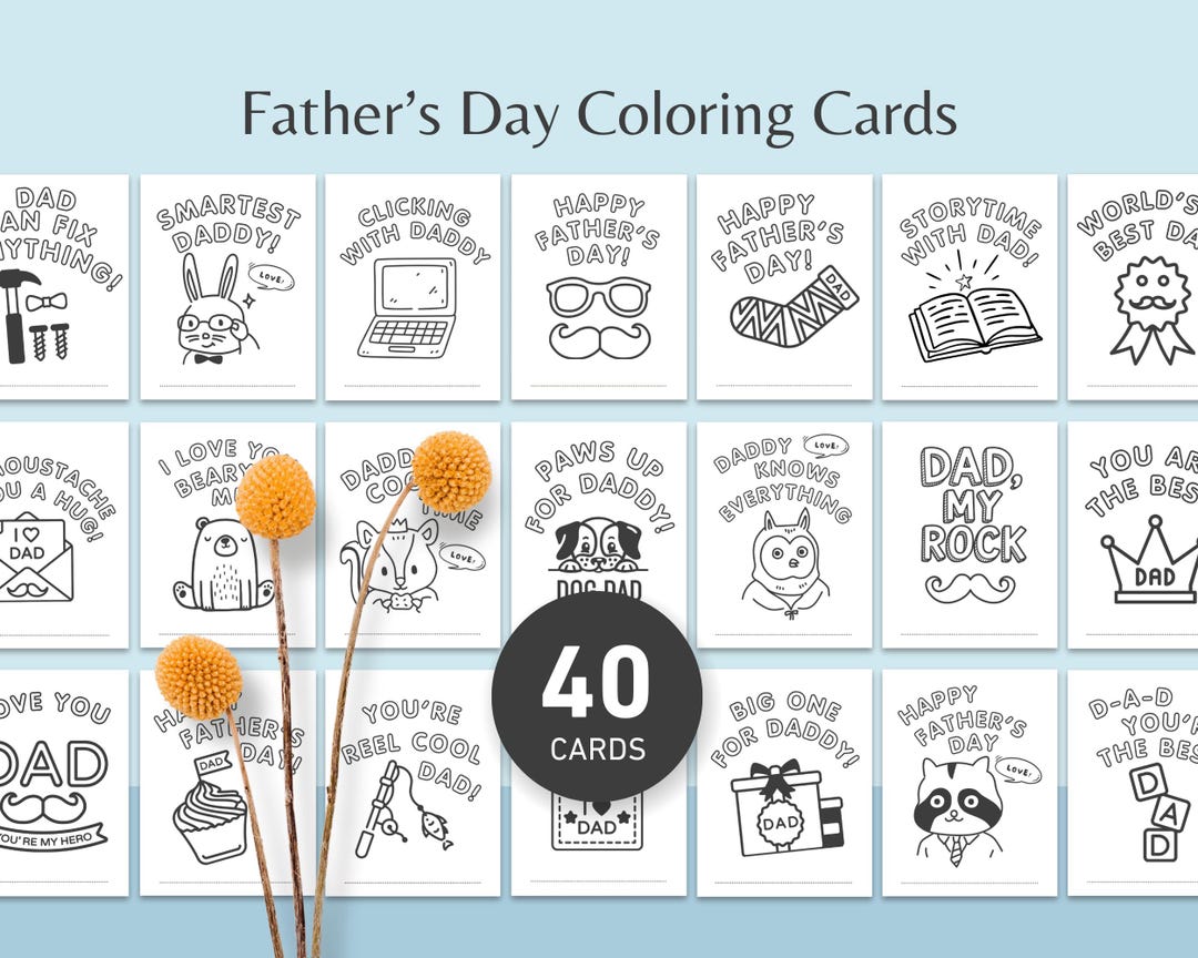 Printable Happy Fathers Day Card for Student Coloring | Kawaii Dad ...
