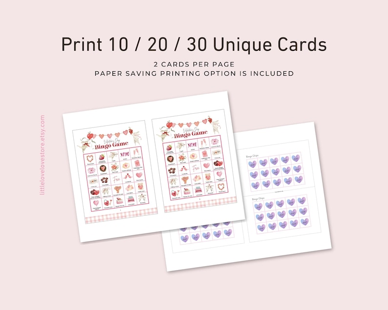30 Valentines Bingo Game Cards Printable, Galentines Bingo Cards ...