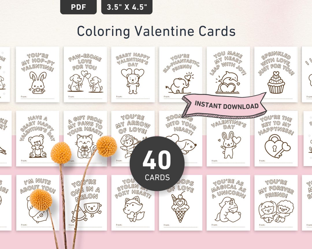 Printable Coloring Valentines Cards With 40 Fun Designs - Happy ...