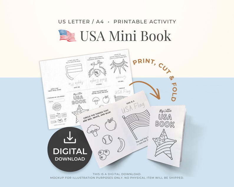 USA 250th Anniversary Mini Book, Patriotic Coloring & American History ...