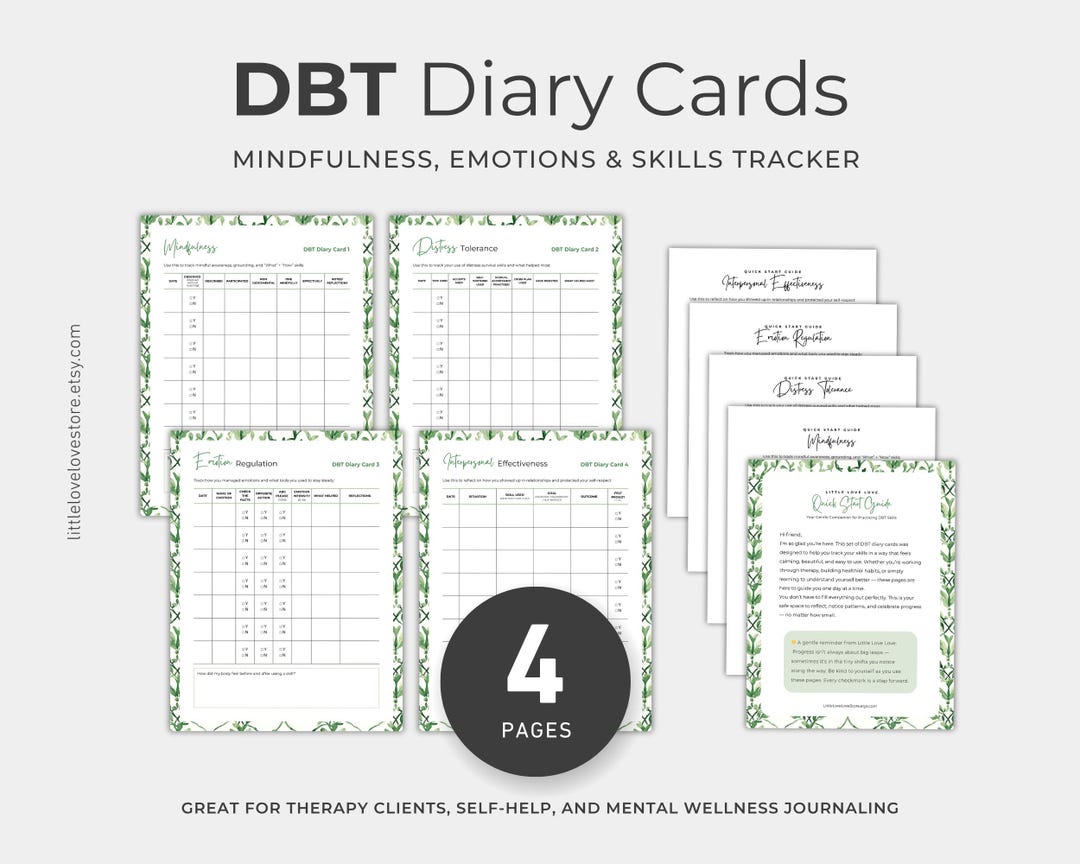 Printable DBT Diary Cards for DBT Skills Development - Mindfulness ...