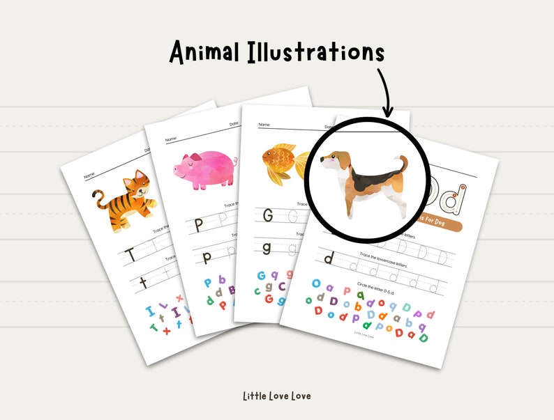 Alphabet Letters Tracing Worksheets | A to Z Animal Names for ...