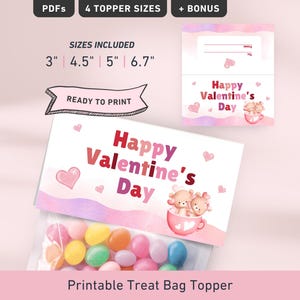 Valentine Printable Treat Bag Topper Kids Classroom Valentines Favor ...