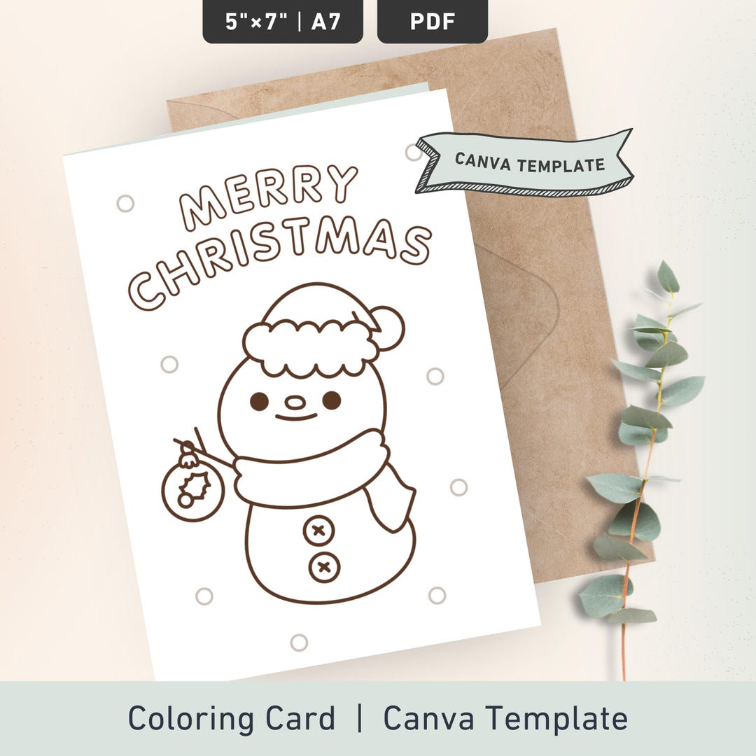 Christmas Cute Snowman Coloring Cards for Kids | Custom DIY Holiday ...
