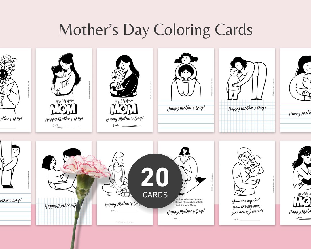 Printable Happy Mothers Day Coloring Card PDF, Homemade Cards Gift From ...