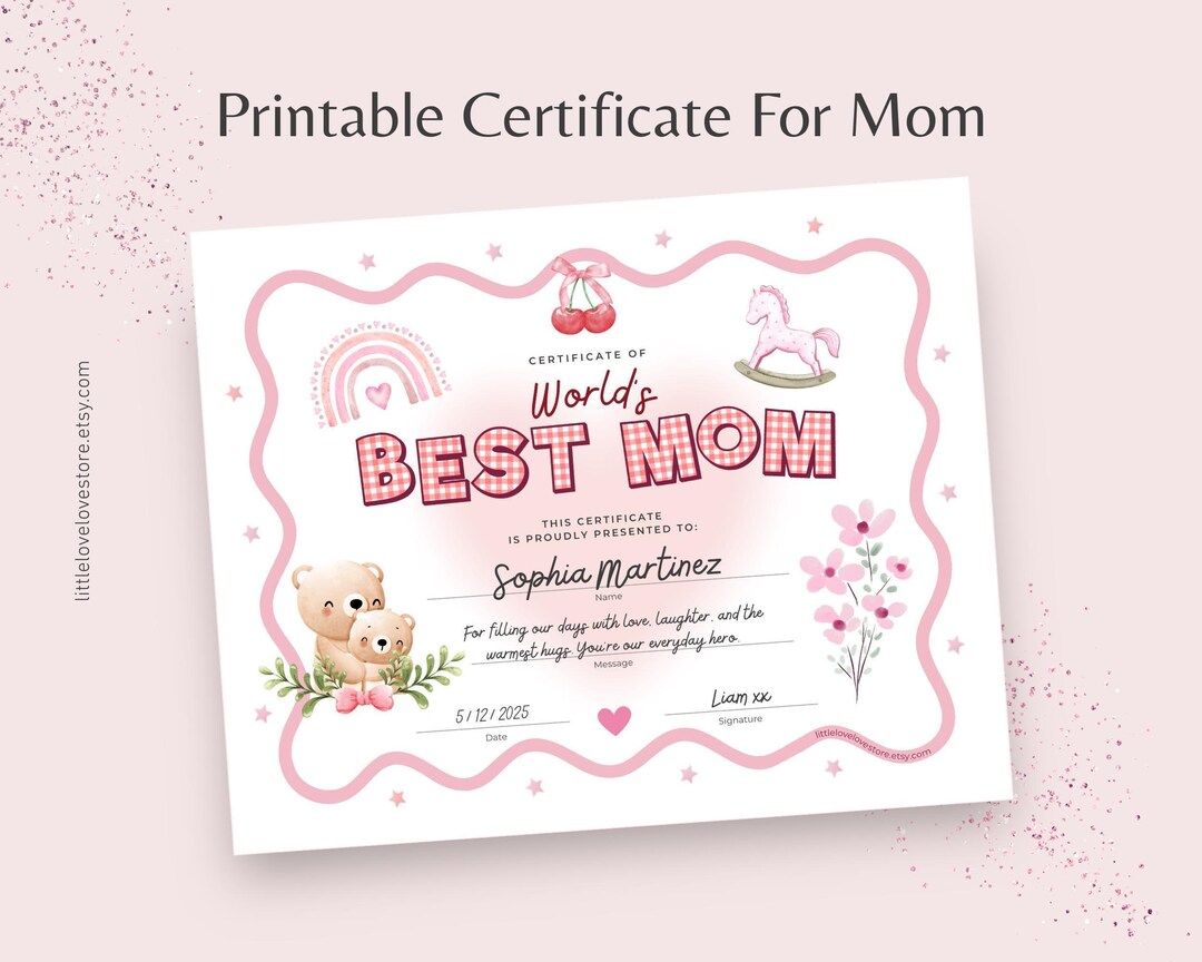 Worlds Best Mom - Mothers Day Keepsake Gift From Child - Printable ...