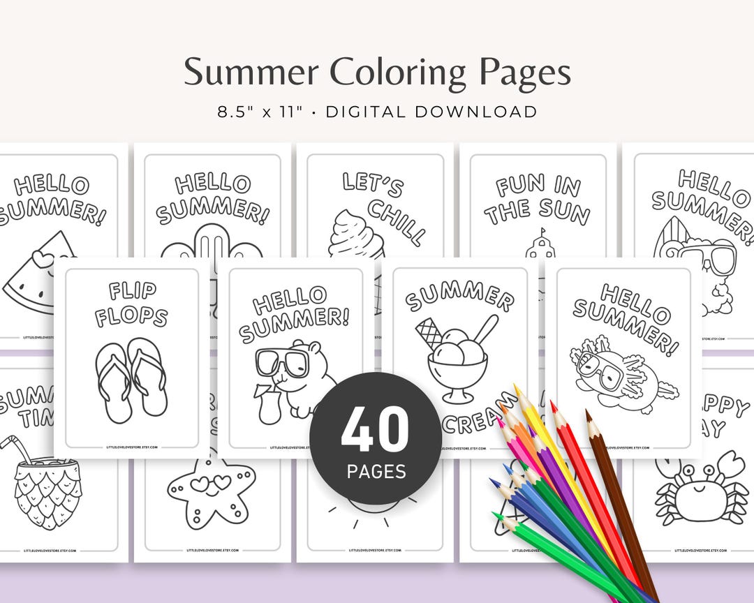 Bold and Easy Kawaii Coloring Pages Summer Coloring Sheets for Kids ...