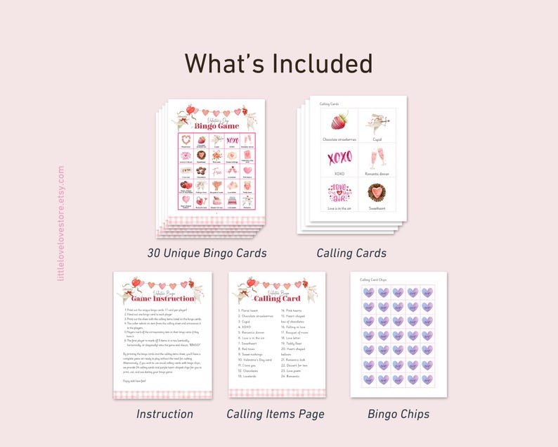 30 Valentines Bingo Game Cards Printable, Galentines Bingo Cards ...
