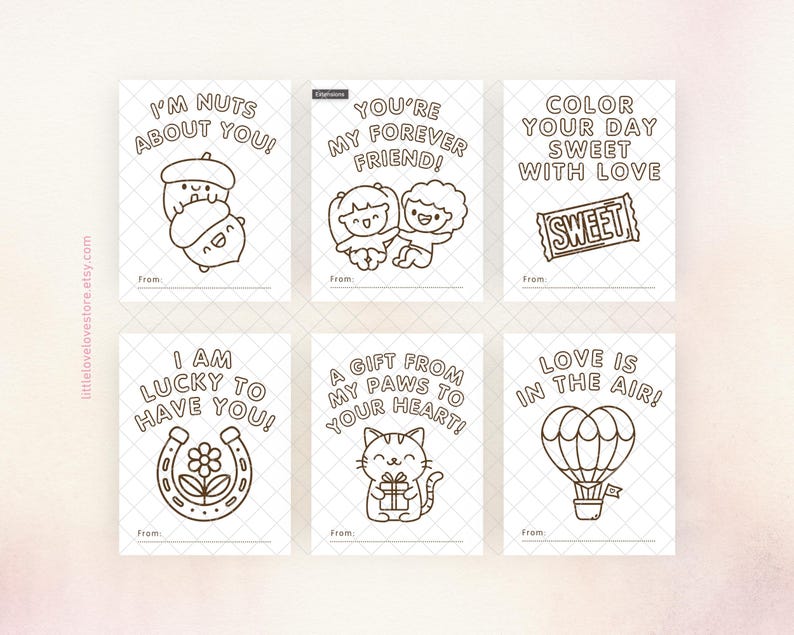 Printable Kids Valentine Coloring Cards | 40 Happy Valentines Day ...