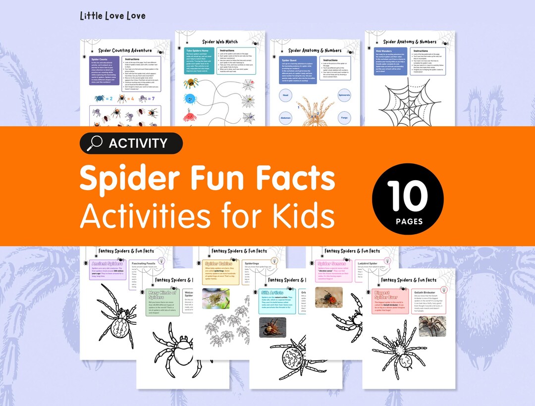 Spider Fun Facts Activities for Kids Printable Animals Coloring ...