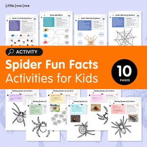 Spider Fun Facts Activities for Kids Printable Animals Coloring ...