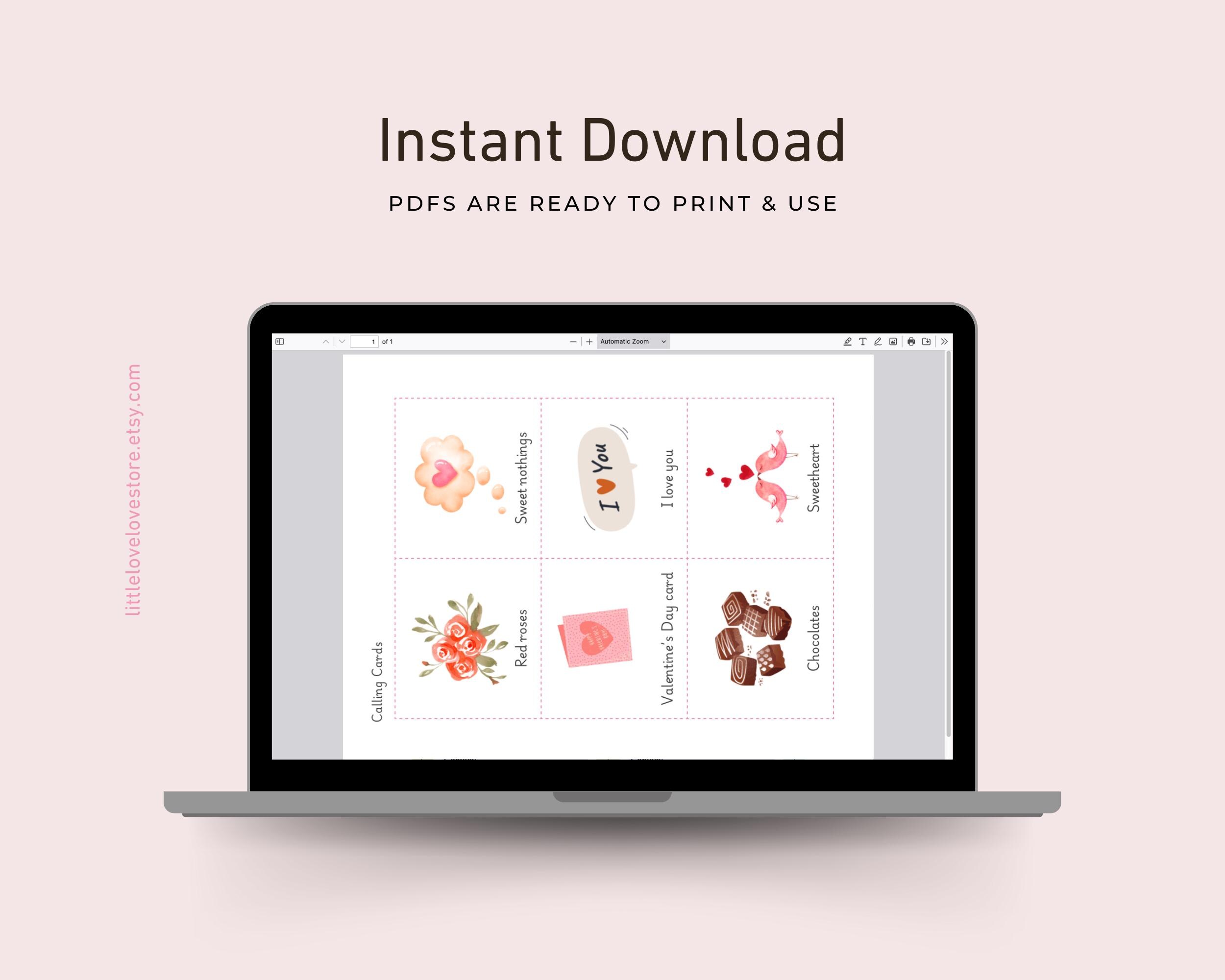 Valentines Bingo Game Printable, 50 Unique Bingo Cards, Valentine's Day ...