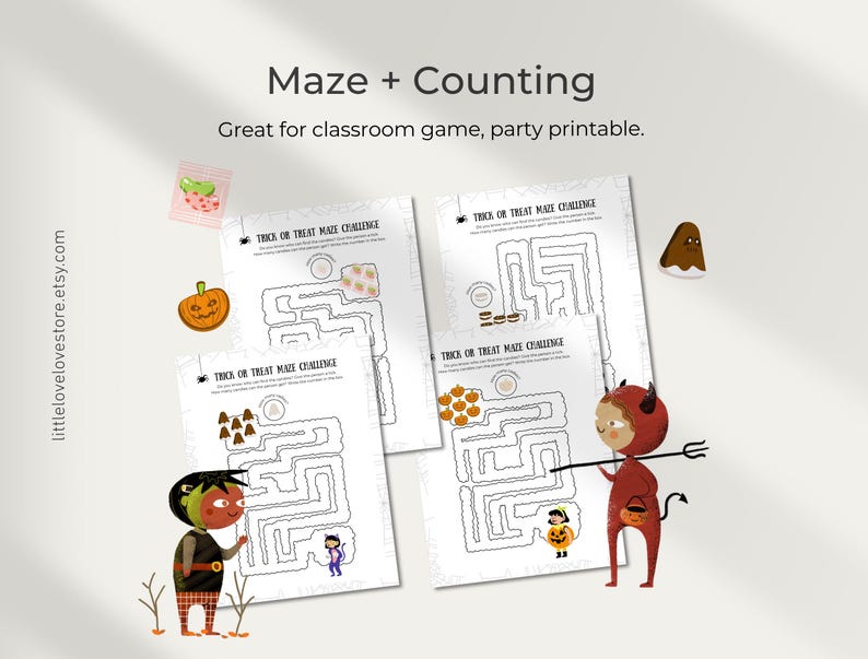 Halloween Maze Printable, Number Counting Quiet Book Activity for ...