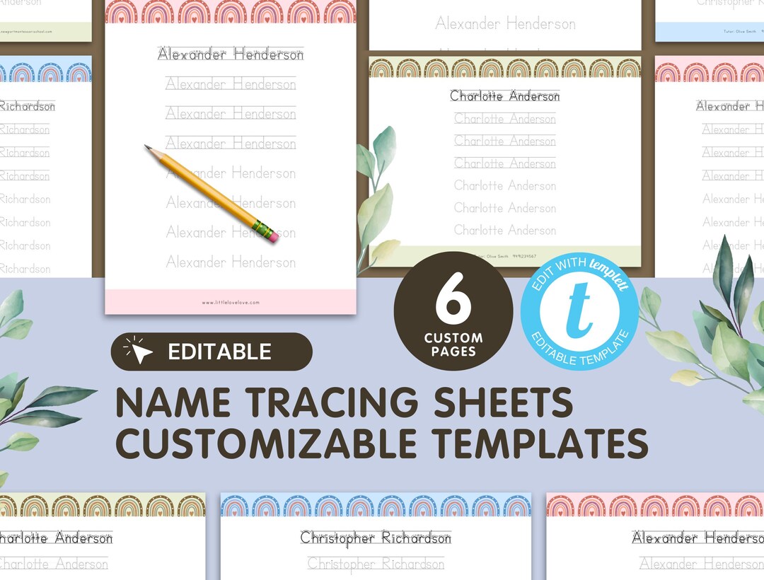 Name Tracing Sheets | Customizable Templates to Edit Your Name ...