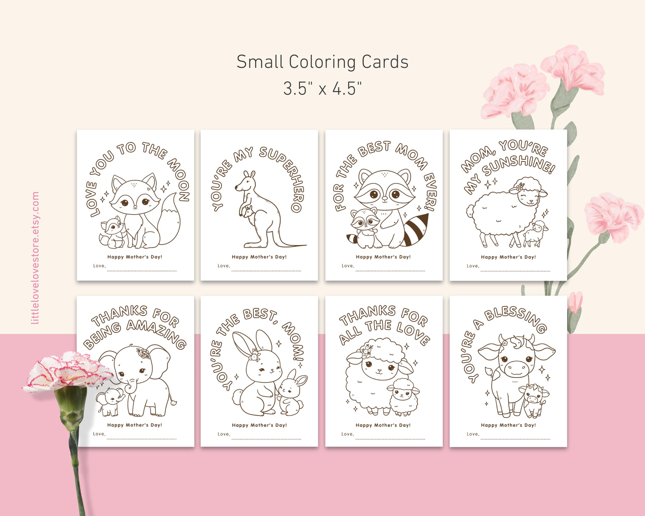 Mothers Day Coloring Card | 40 Unique Designs | Printable Craft for ...