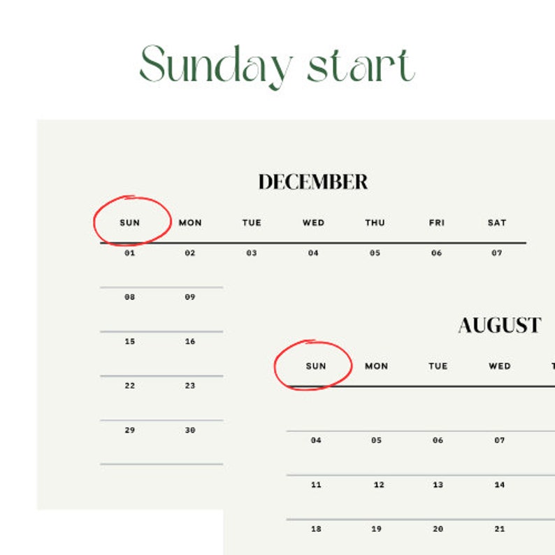 2024 Calendar | Monthly Calendar, Sunday Start Calendar, Wall Calendar ...