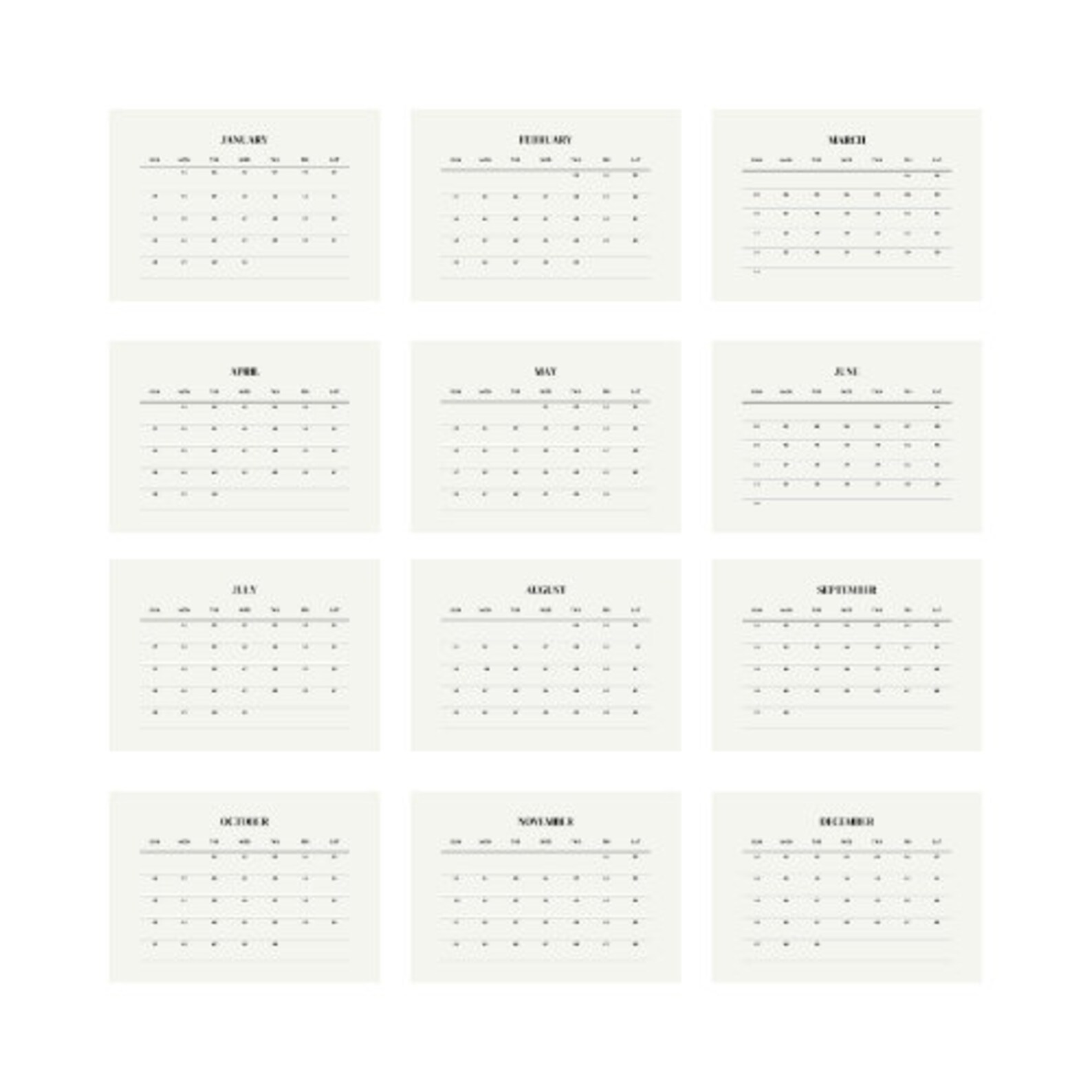 2024 Calendar | Monthly Calendar, Sunday Start Calendar, Wall Calendar ...