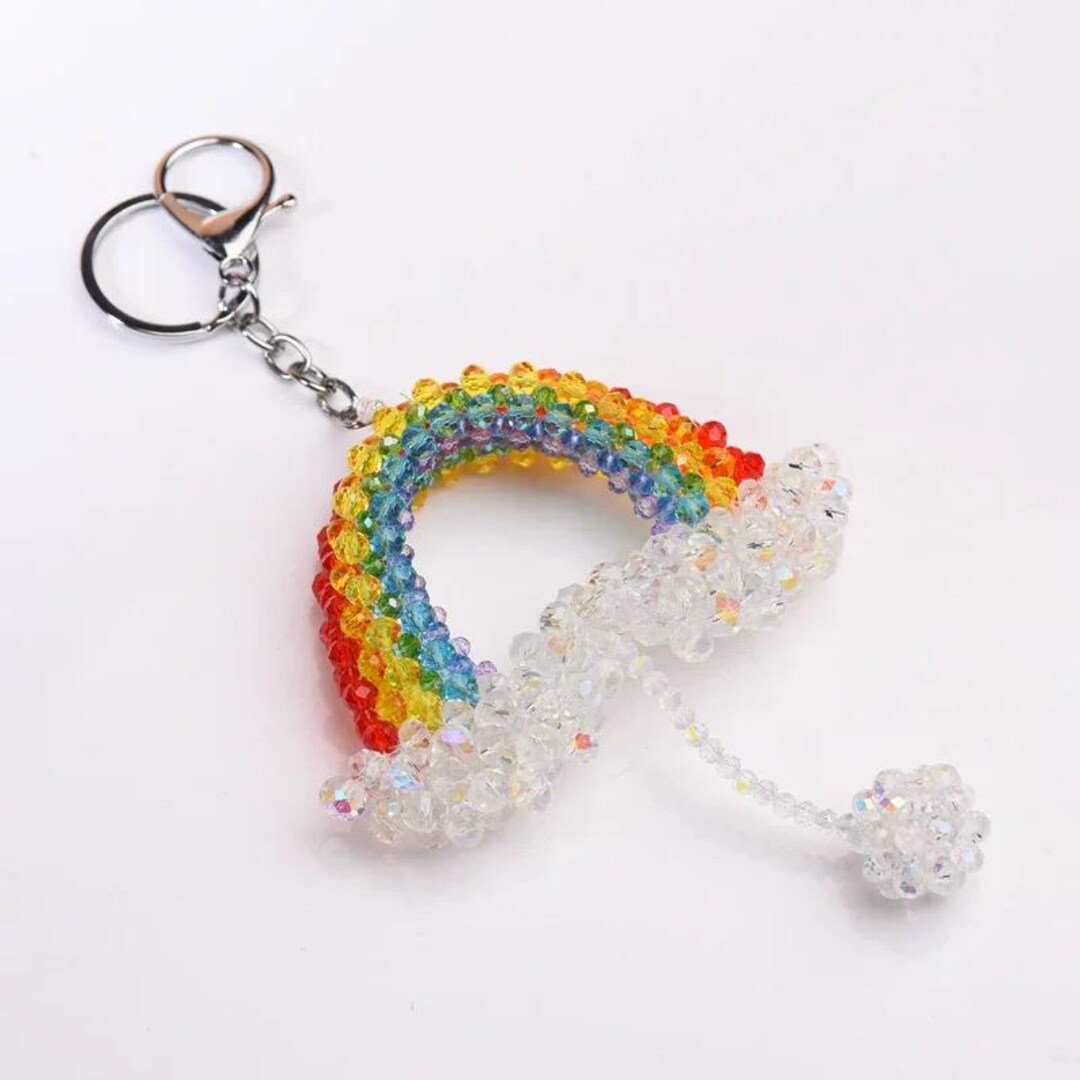 Handmade Beaded Rainbow Keychain - Etsy