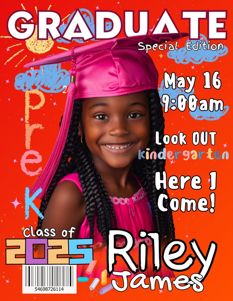 Elementary Grad Magazine Announcement Template - Etsy