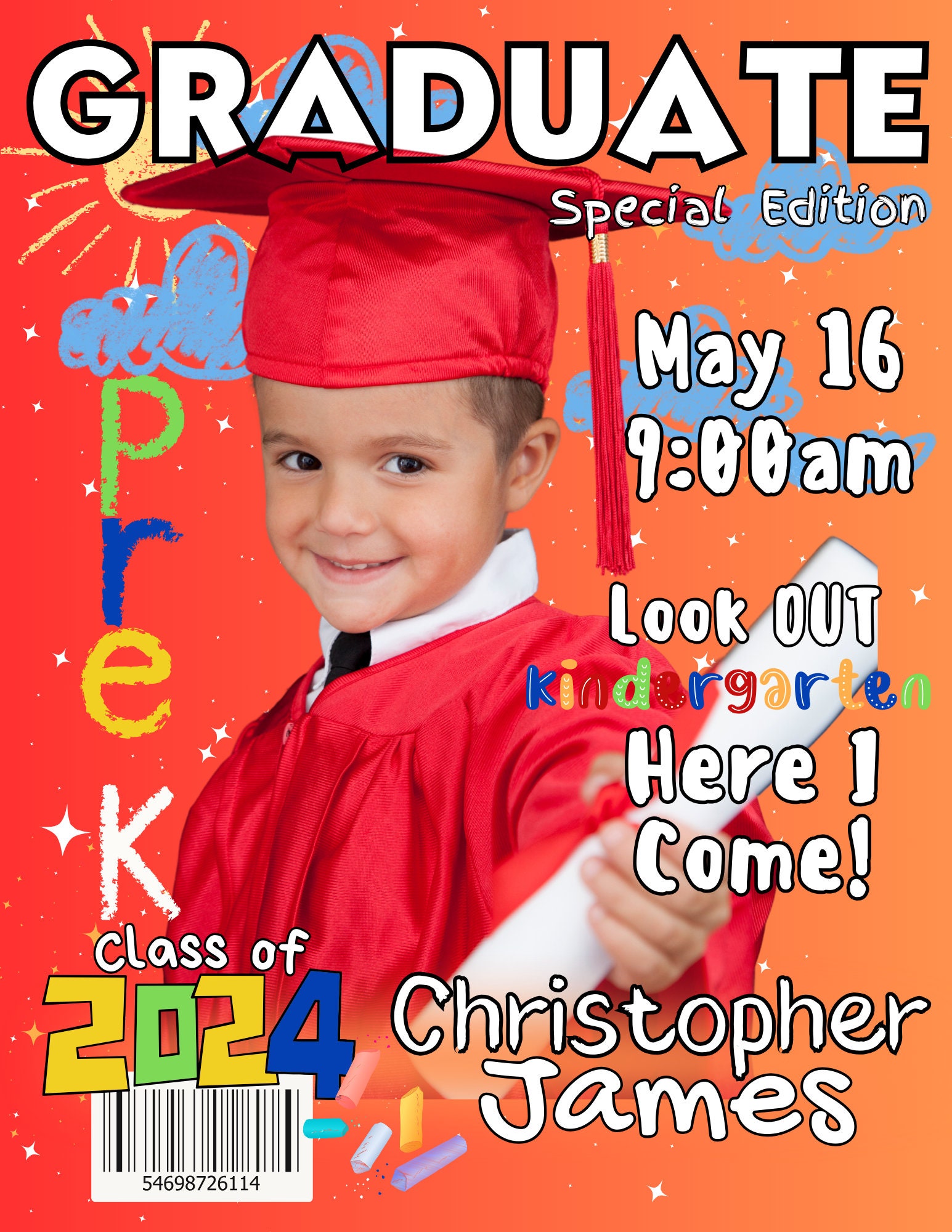 Elementary Grad Magazine Announcement Template - Etsy