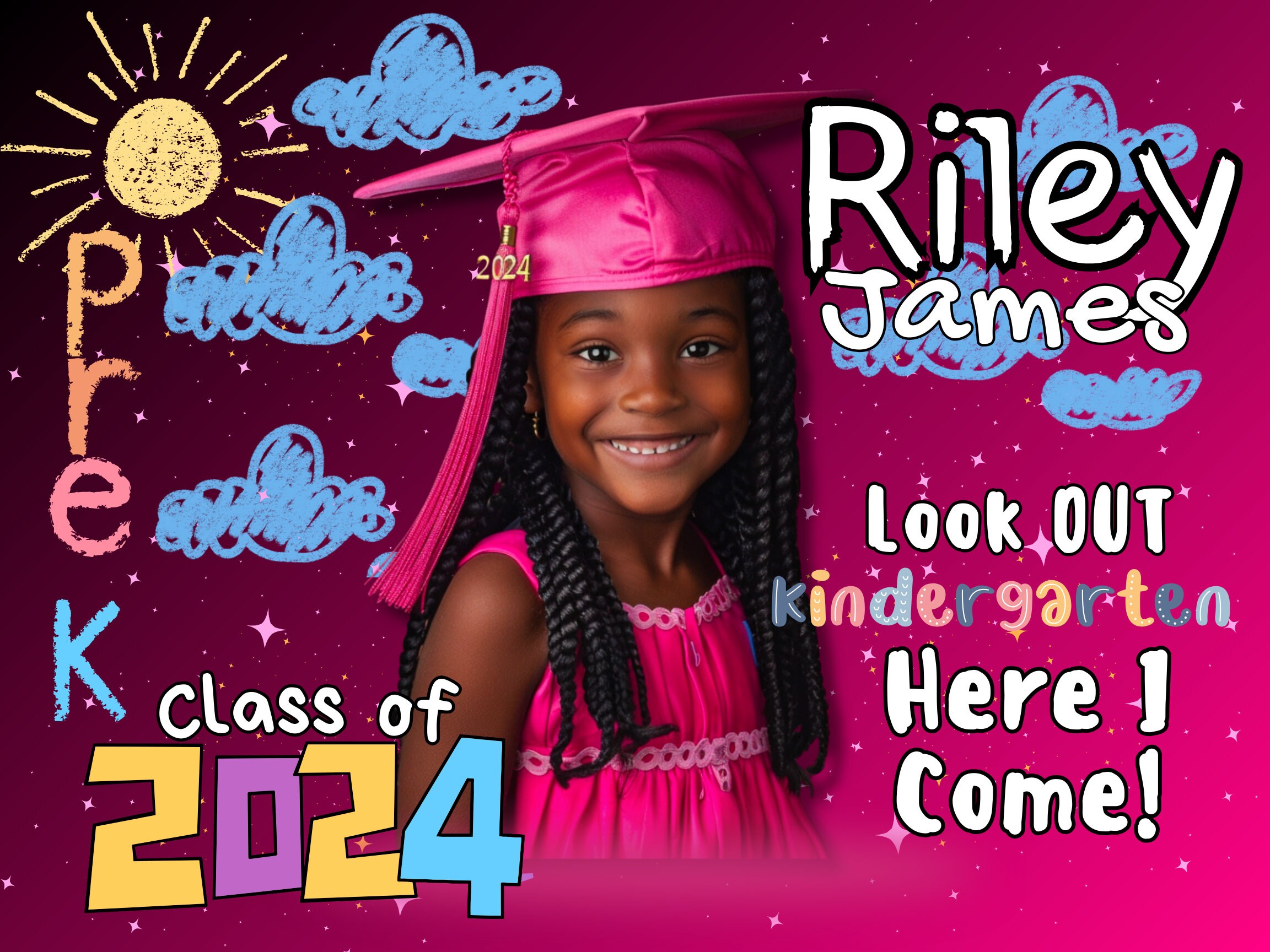 Pre-k Grad 24x18 Yard Sign Template - Etsy