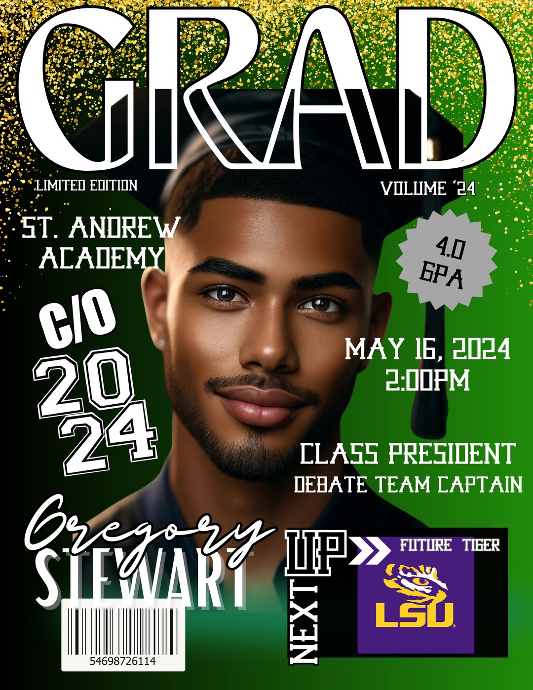 Grad Magazine Cover Announcement Template - Etsy