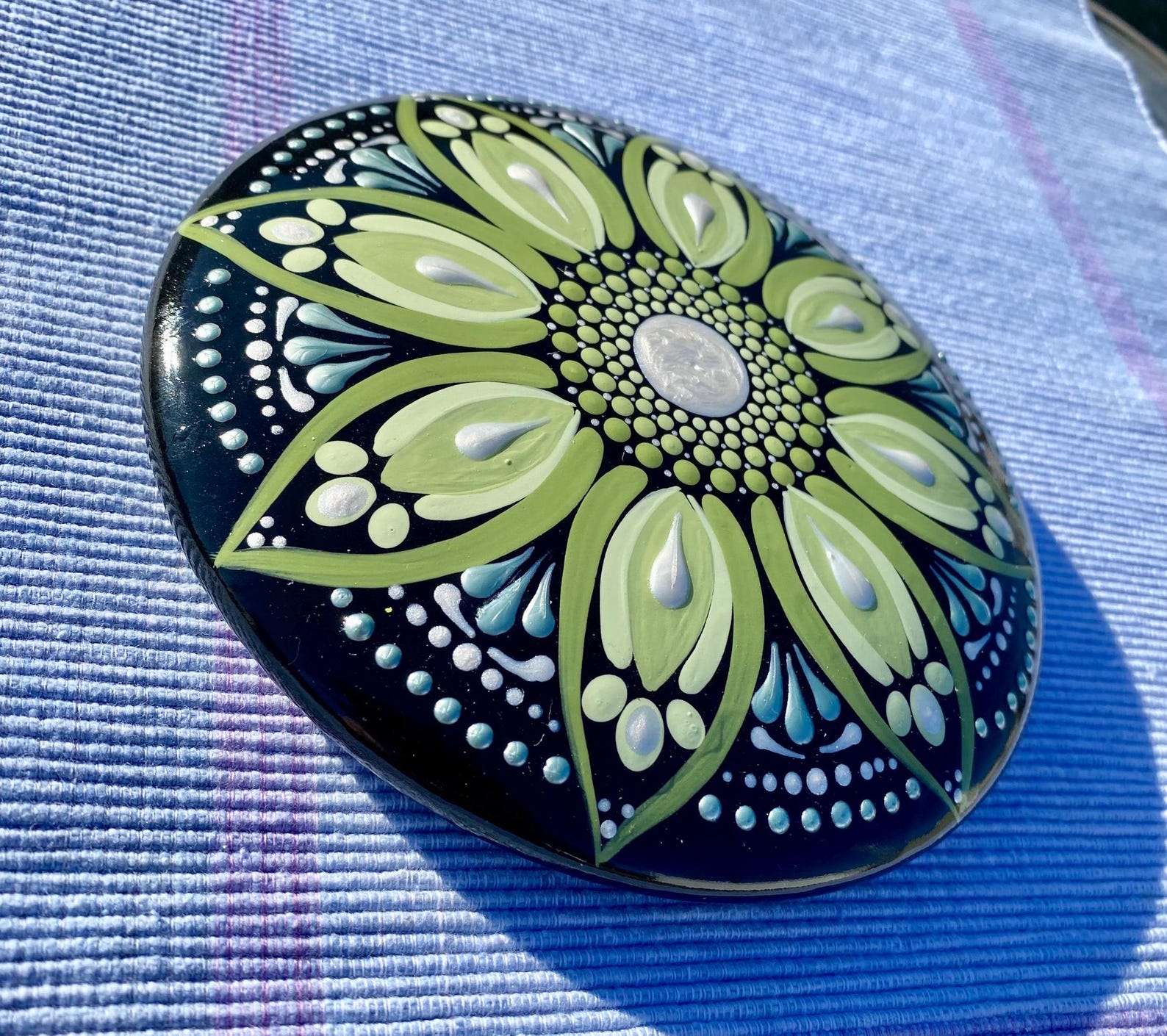 6 Inch Mandala Art Stone - Mellow Moss - Etsy