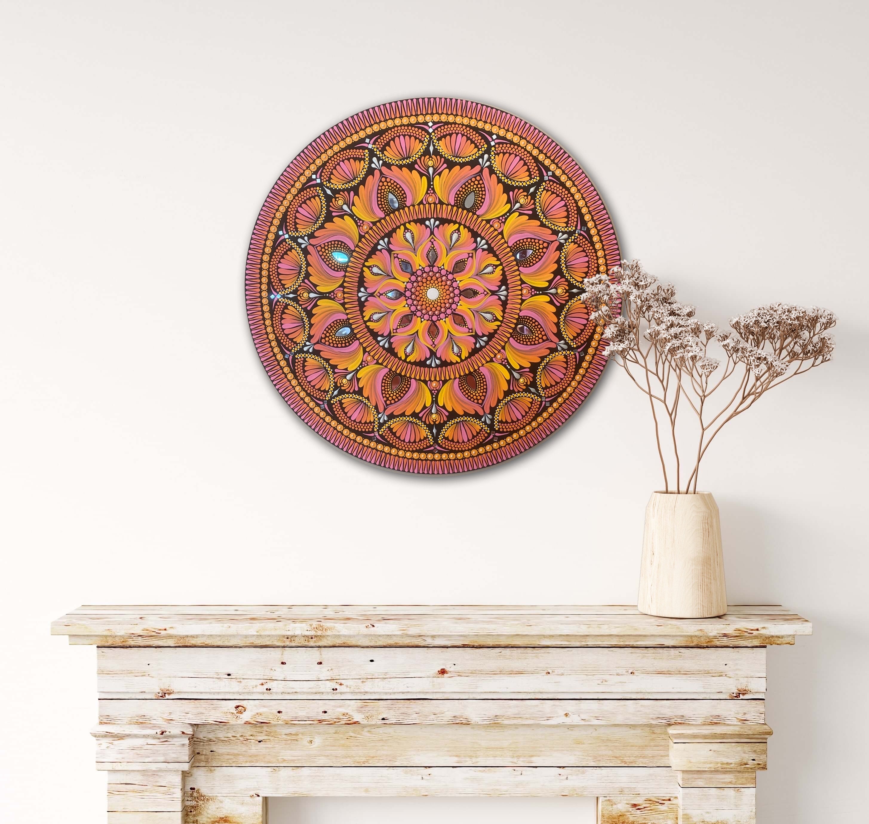 22” Handpainted Mandala - Sunset Colors - Etsy