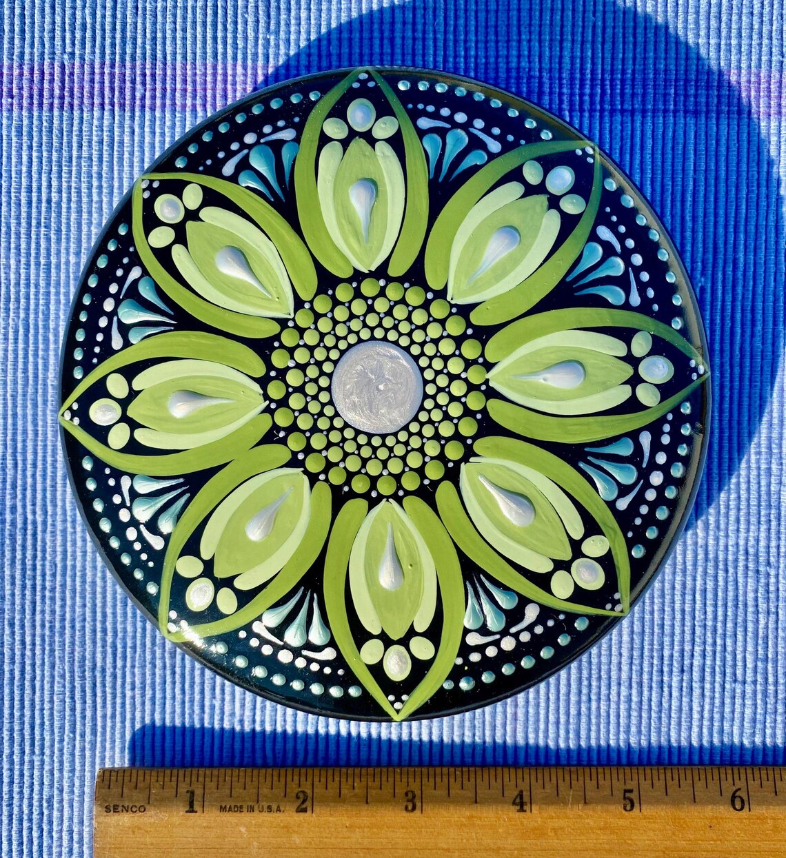 6 Inch Mandala Art Stone - Mellow Moss - Etsy