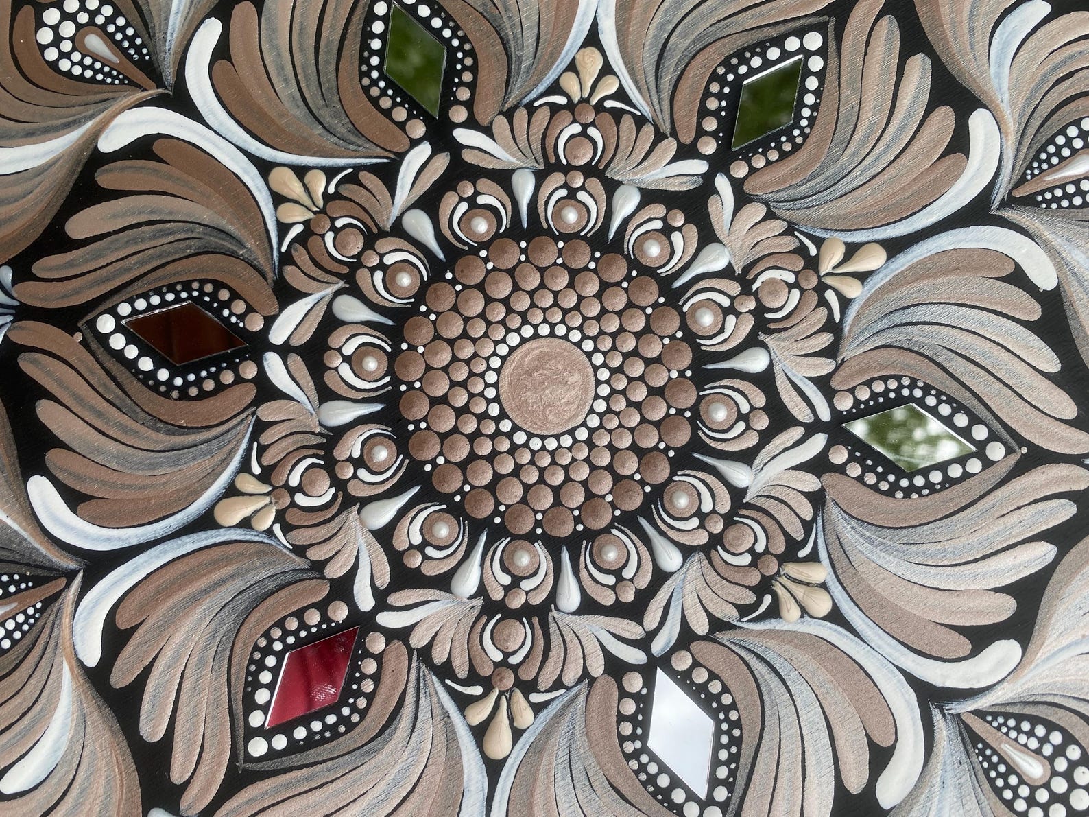 12” Handpainted Mandala - Chocolate Pearl - Etsy
