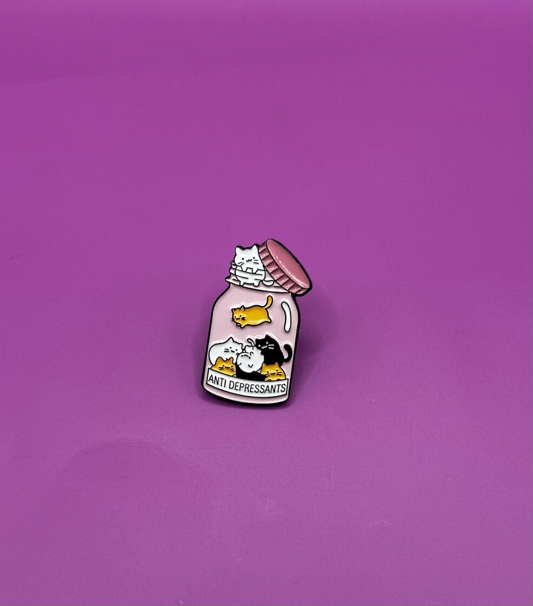 Cat Anti - Depressant Jar Enamel Pin - Etsy Australia