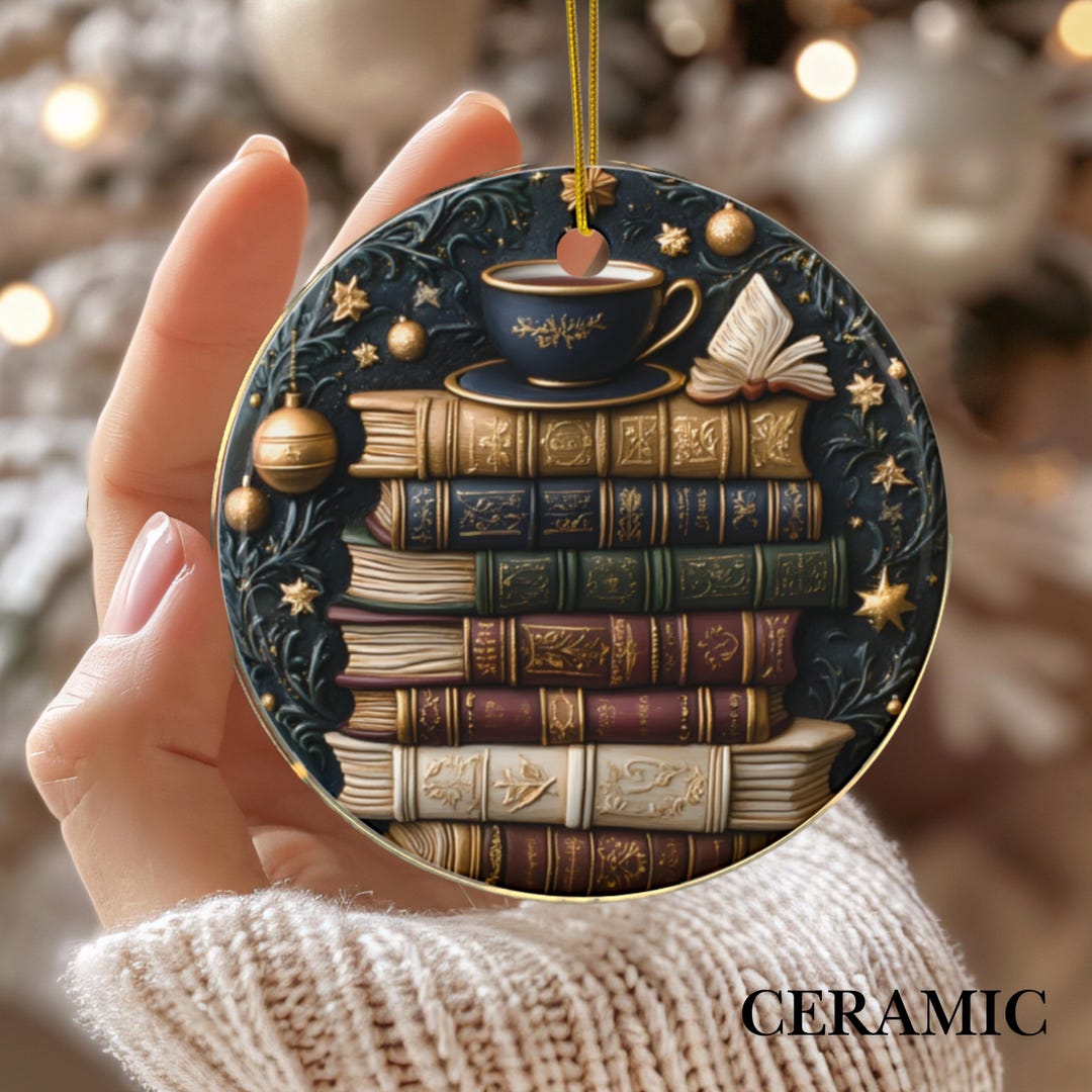Book Lover Christmas Ornament, Retro Book Ornament, Book Lover Gifted ...
