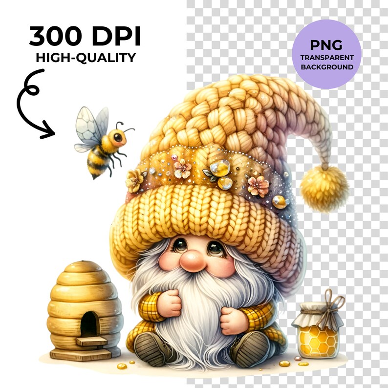 Honey Bee Gnomes Clipart PNG Bumble Bee Gnomes Watercolor Gnome Gnomes ...