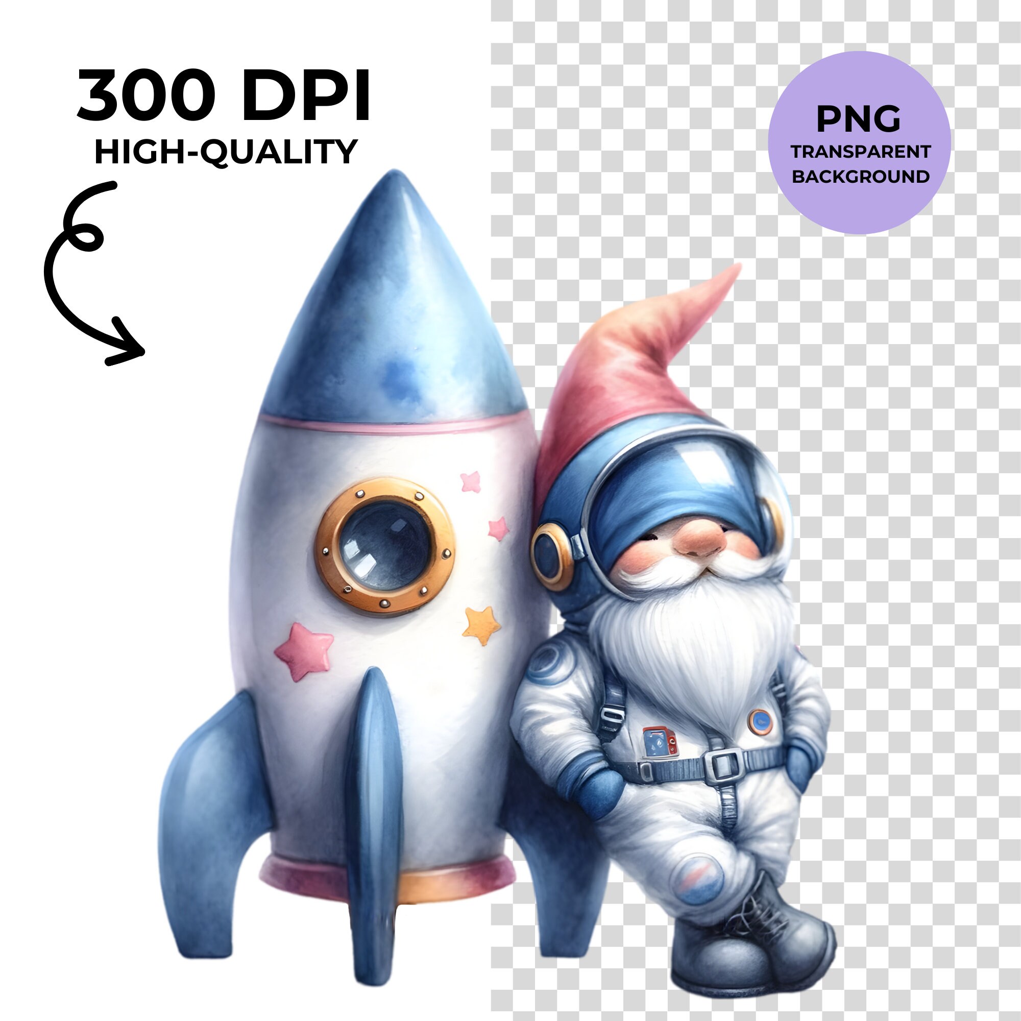 Space Gnomes Clipart Space Gnomes PNG Rocket Gnome Cute Gnomes Clipart ...