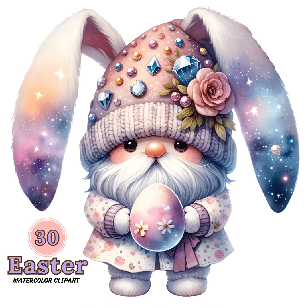 Easter Gnome Clip Art Easter Gnomes PNG Watercolor Easter Spring Gnome ...