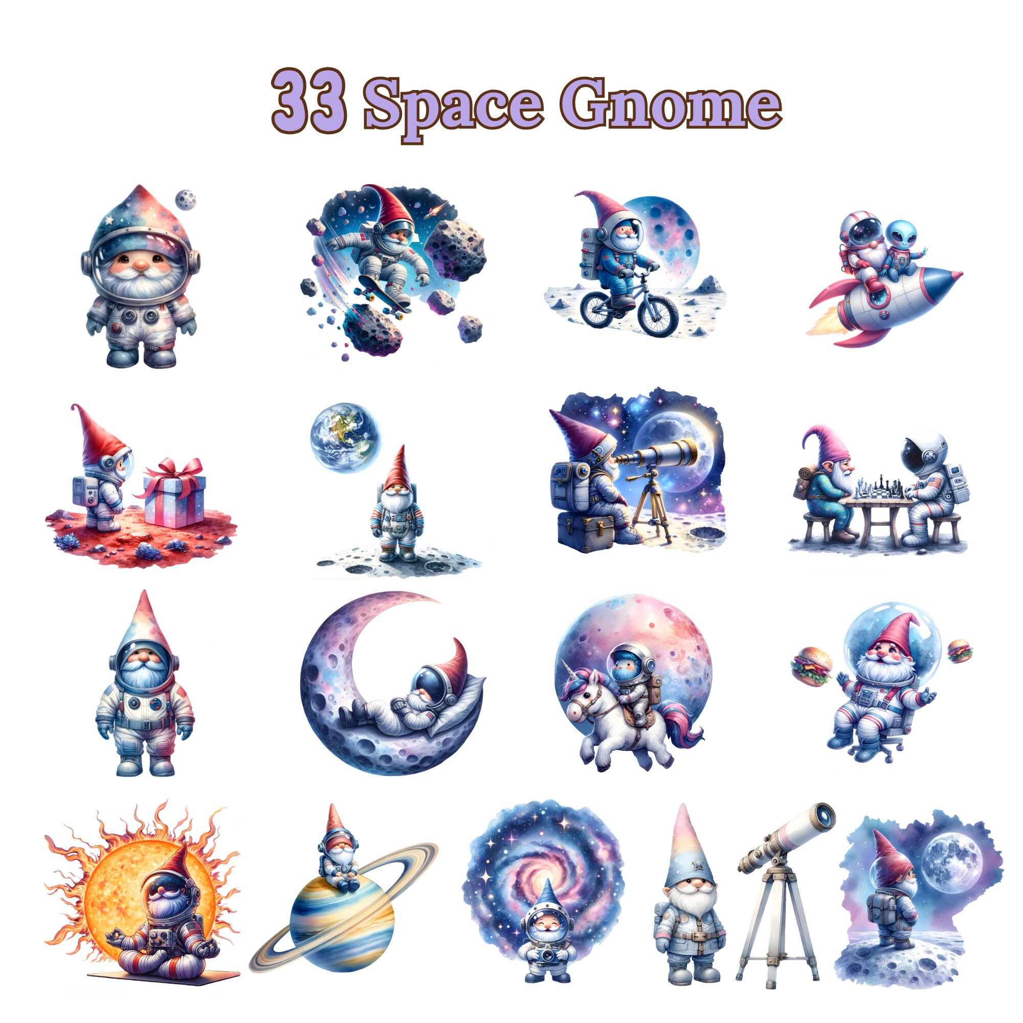 Space Gnomes Clipart Space Gnomes PNG Rocket Gnome Cute Gnomes Clipart ...