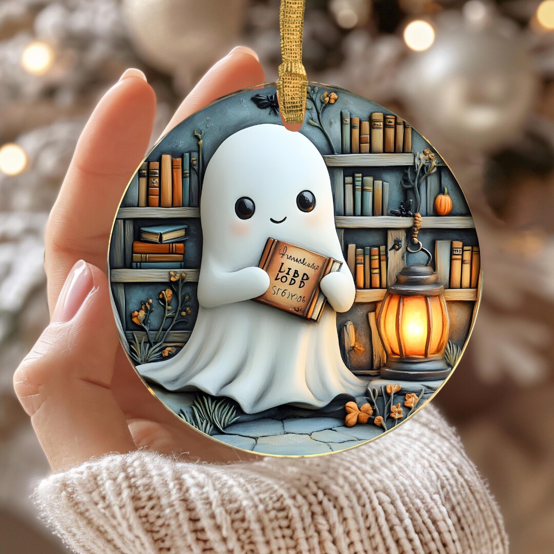 Virtual 3D Spooky Reading Book Halloween Ghost Ornament, Haunted ...