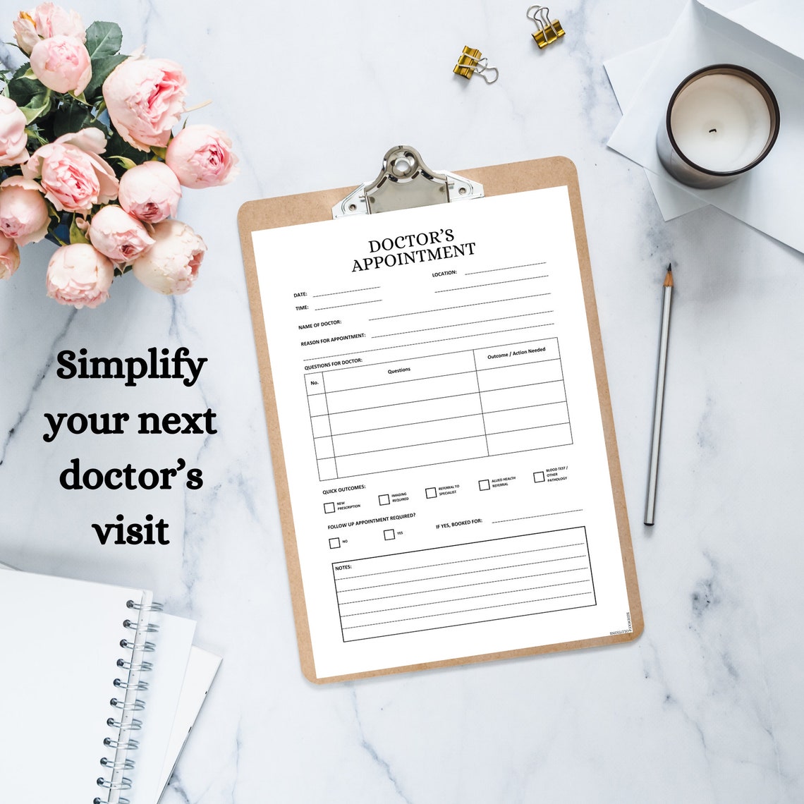 Doctor Appointment Template Doctor Visit Prepare Dr Appointment Notes ...
