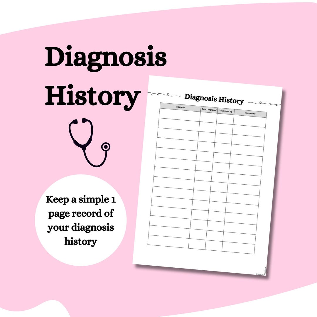 Diagnosis History Diagnosis Log Diagnosis Tracker Sheet Chronic Illness ...
