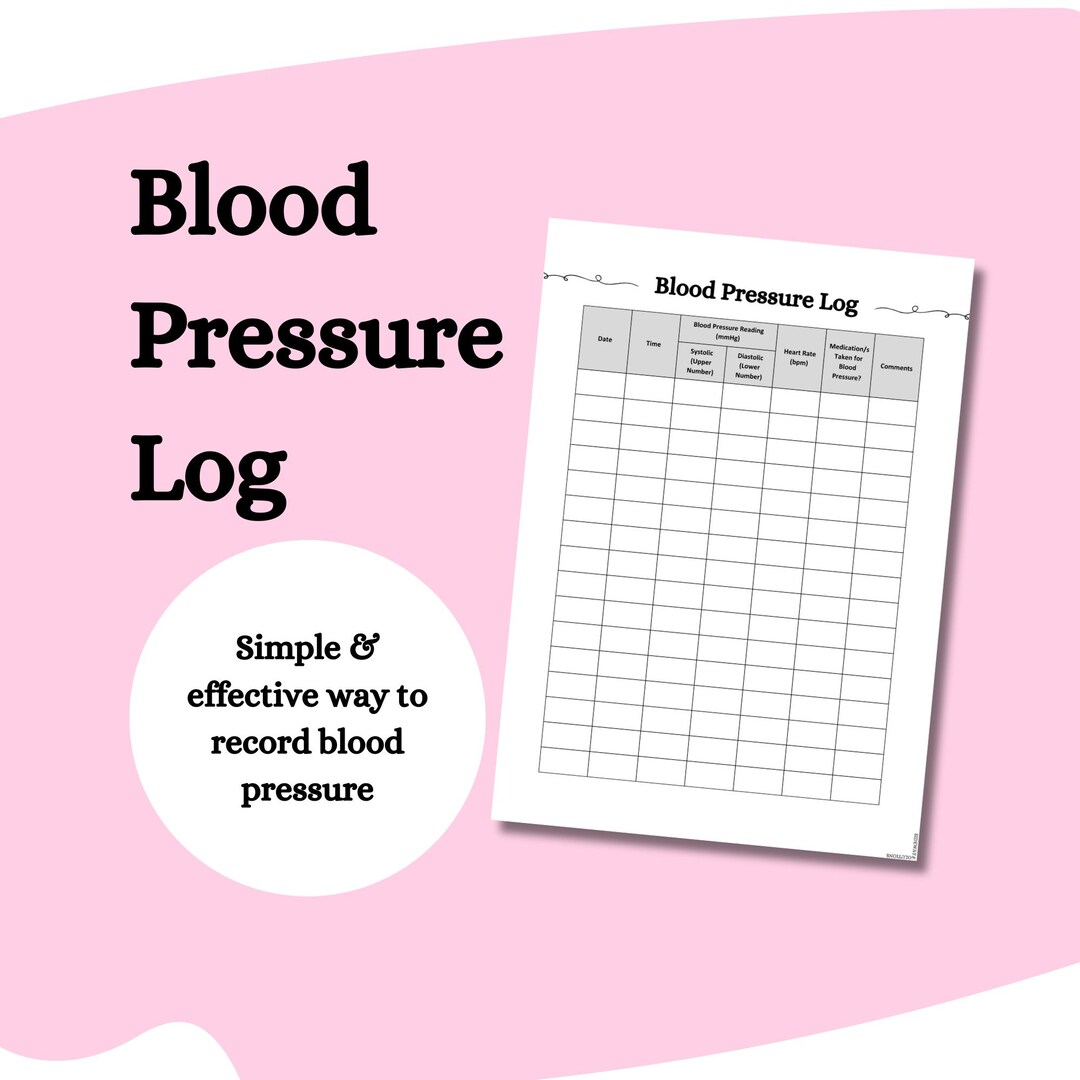 Blood Pressure Log Blood Pressure Tracker Hypertension Hypotension BP ...