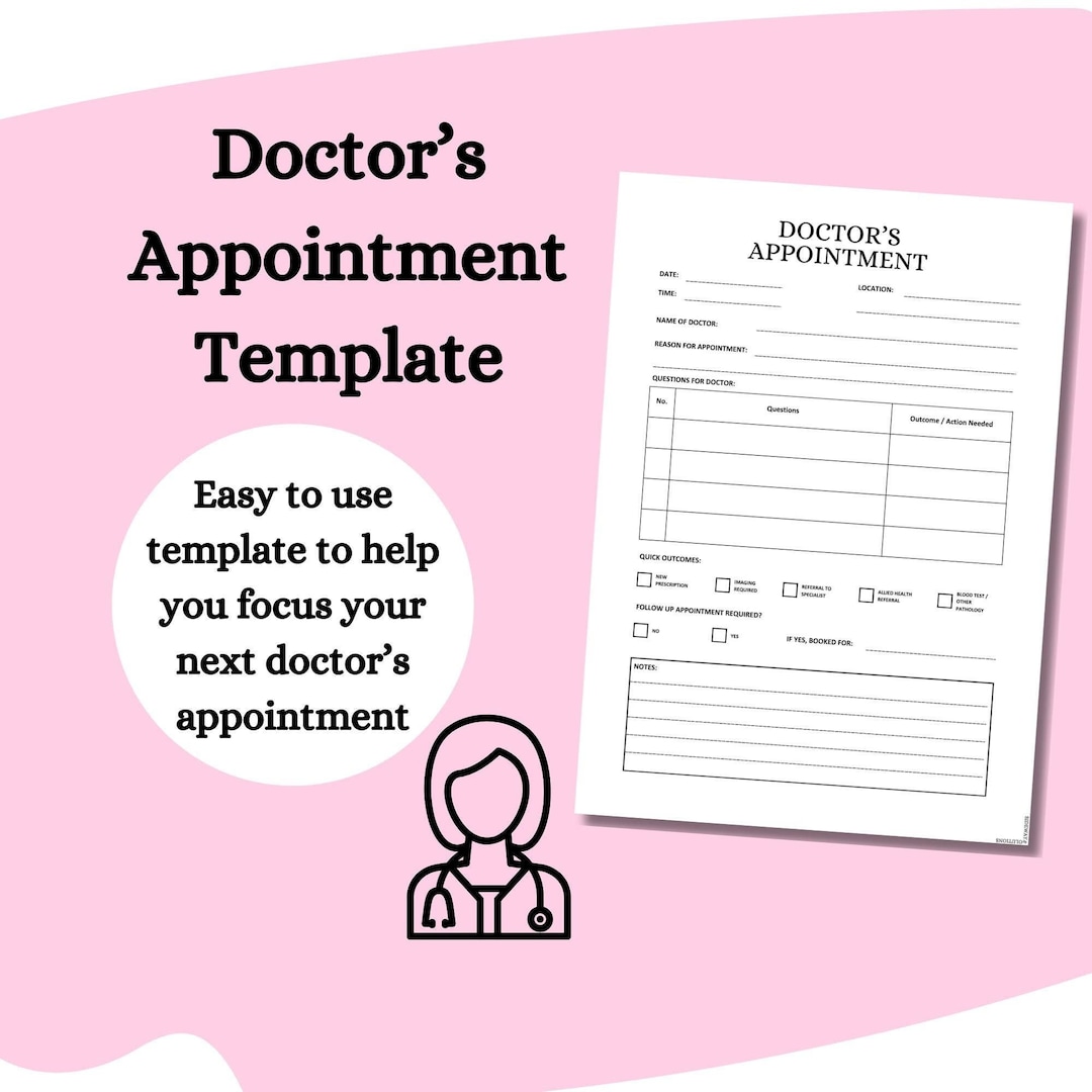 Doctor Appointment Template Doctor Visit Prepare Dr Appointment Notes ...